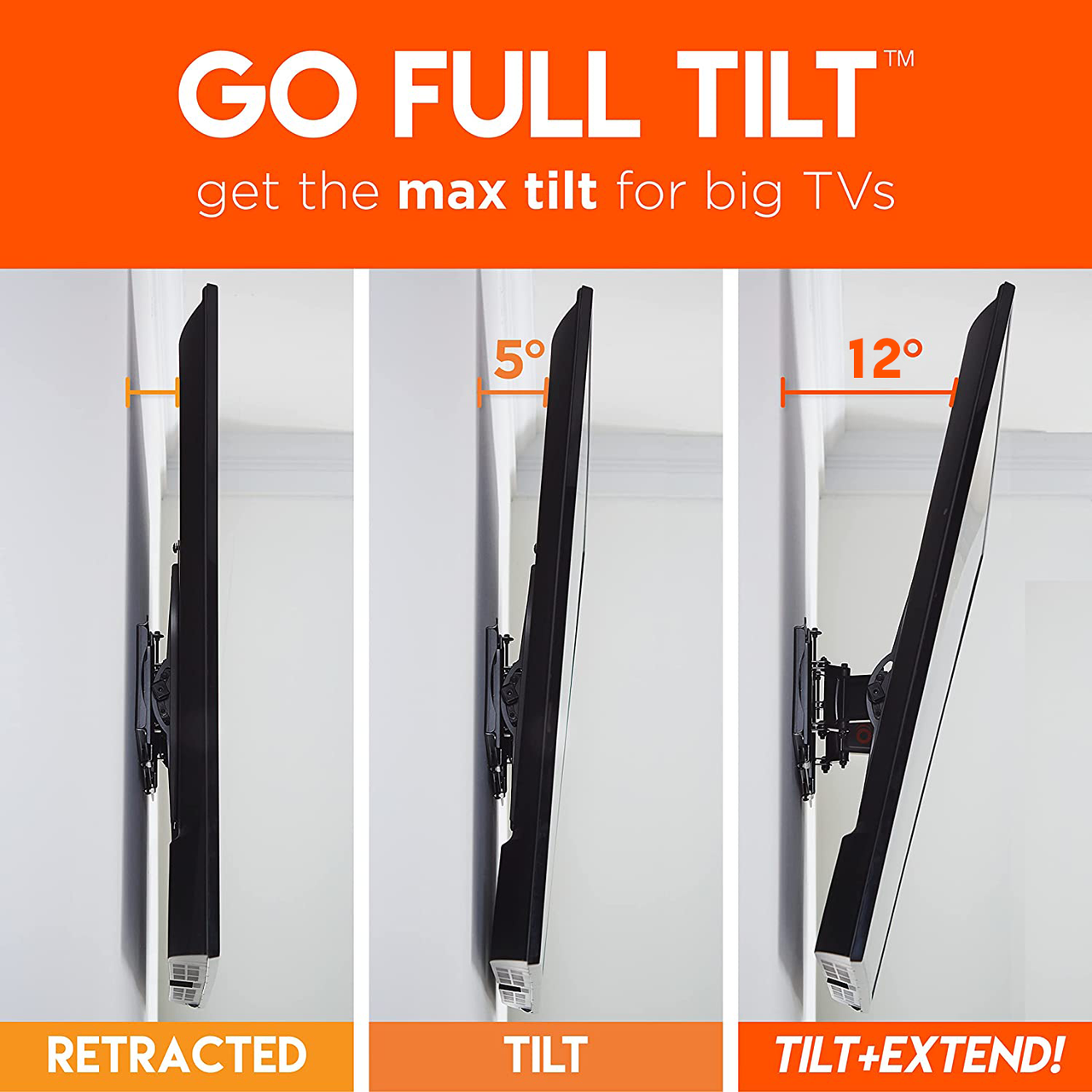 Full Tilt TV Wall Mount for TVs up to 82" Extends, Tilts, & Swivels