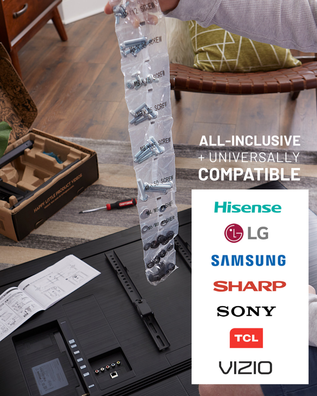 Full Tilt TV Wall Mount for TVs up to 75" Extends, Tilts, & Swivels