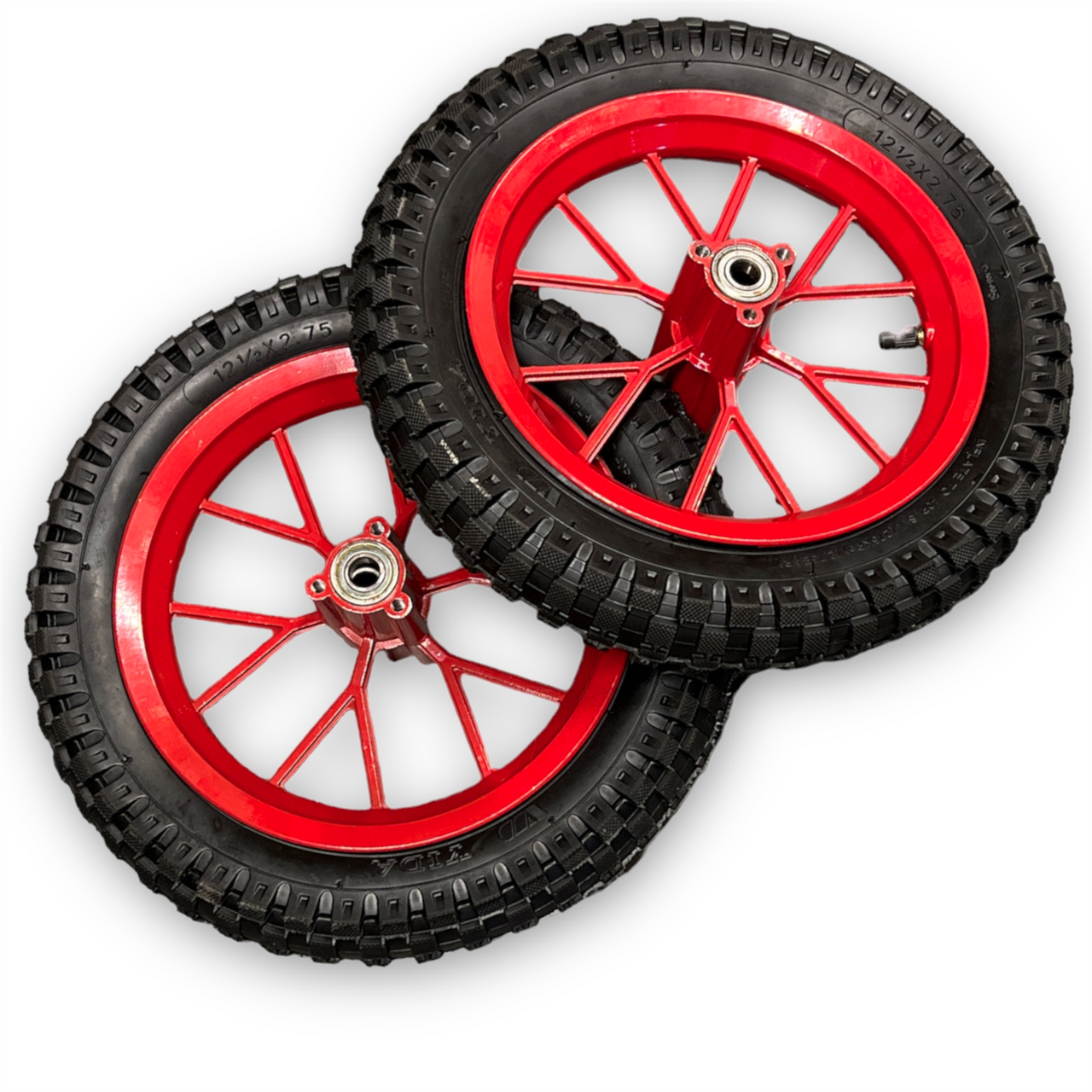 Red 12.5 x 2.75 Mini Dirt Bike Wheels Set - Red Circles Motorcycles Limited