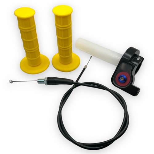 Yellow Pit BIke Quick Action Throttle Set - Red Circles Motorcycles Limited