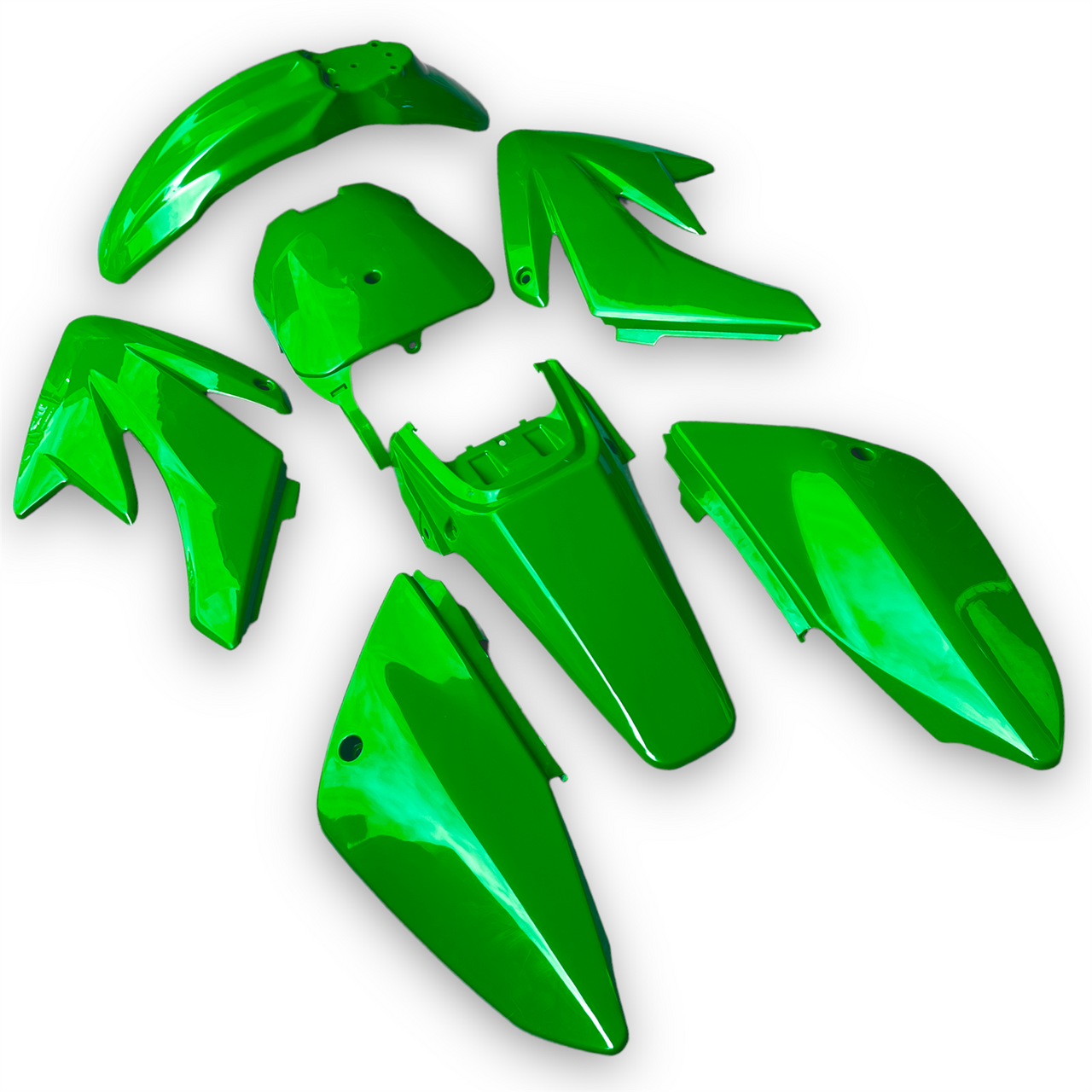 Green CRF70 Pit Bike Plastics Kit - Red Circles Motorcycles Limited