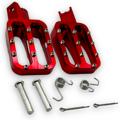 Red CNC Pit Bike Footpegs - Red Circles Motorcycles Limited