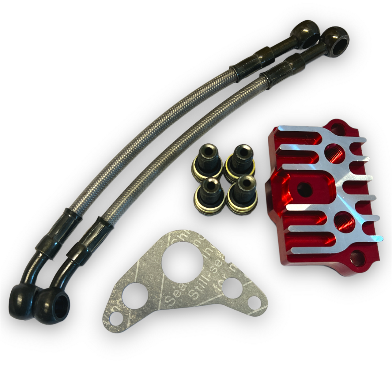 Red Pit Bike Oil Cooler Adapter Kit - Red Circles Motorcycles Limited