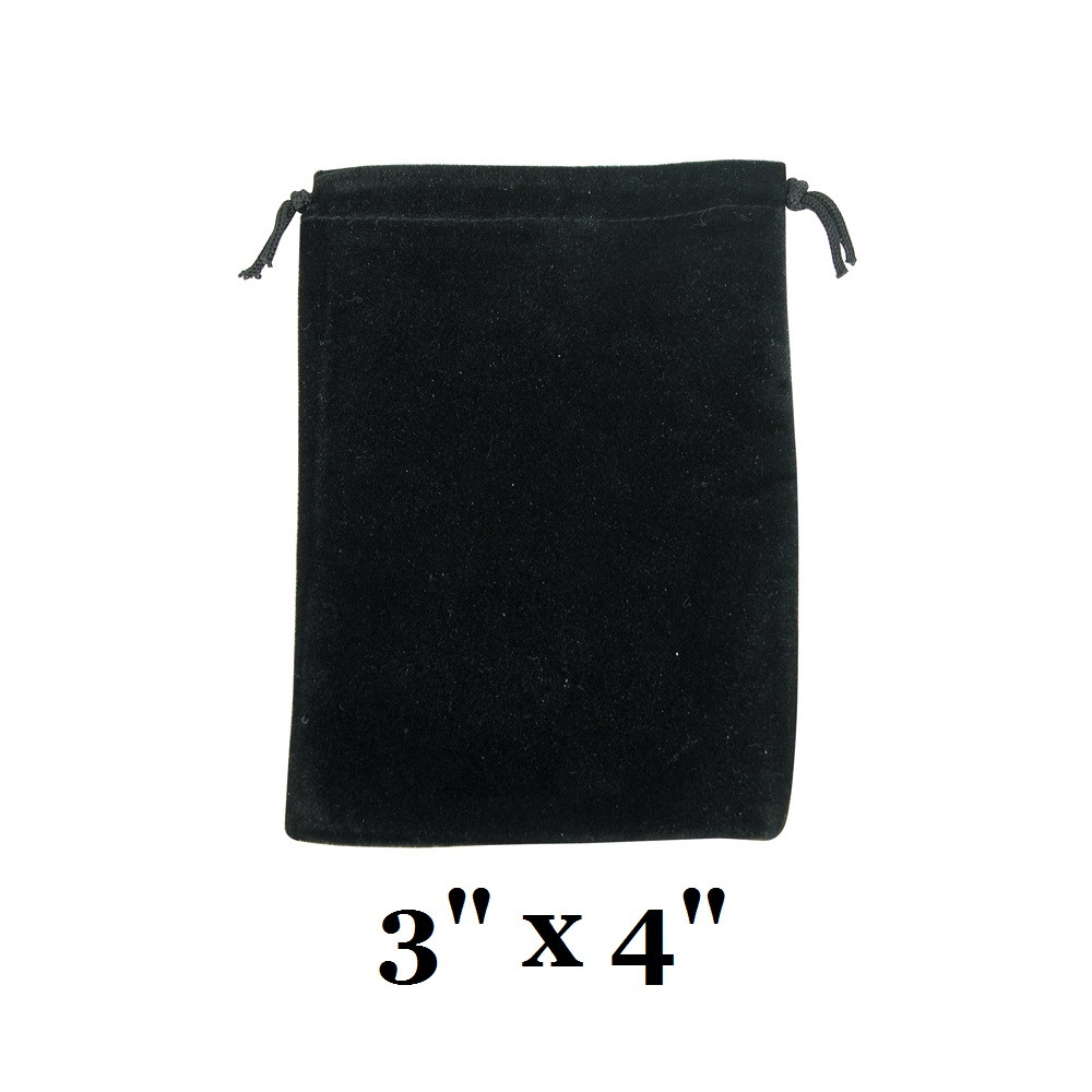 Black Ultra-Soft Velvet Drawstring Bags - 12 Bags/Pk (3" x 4"H) - 888 ...