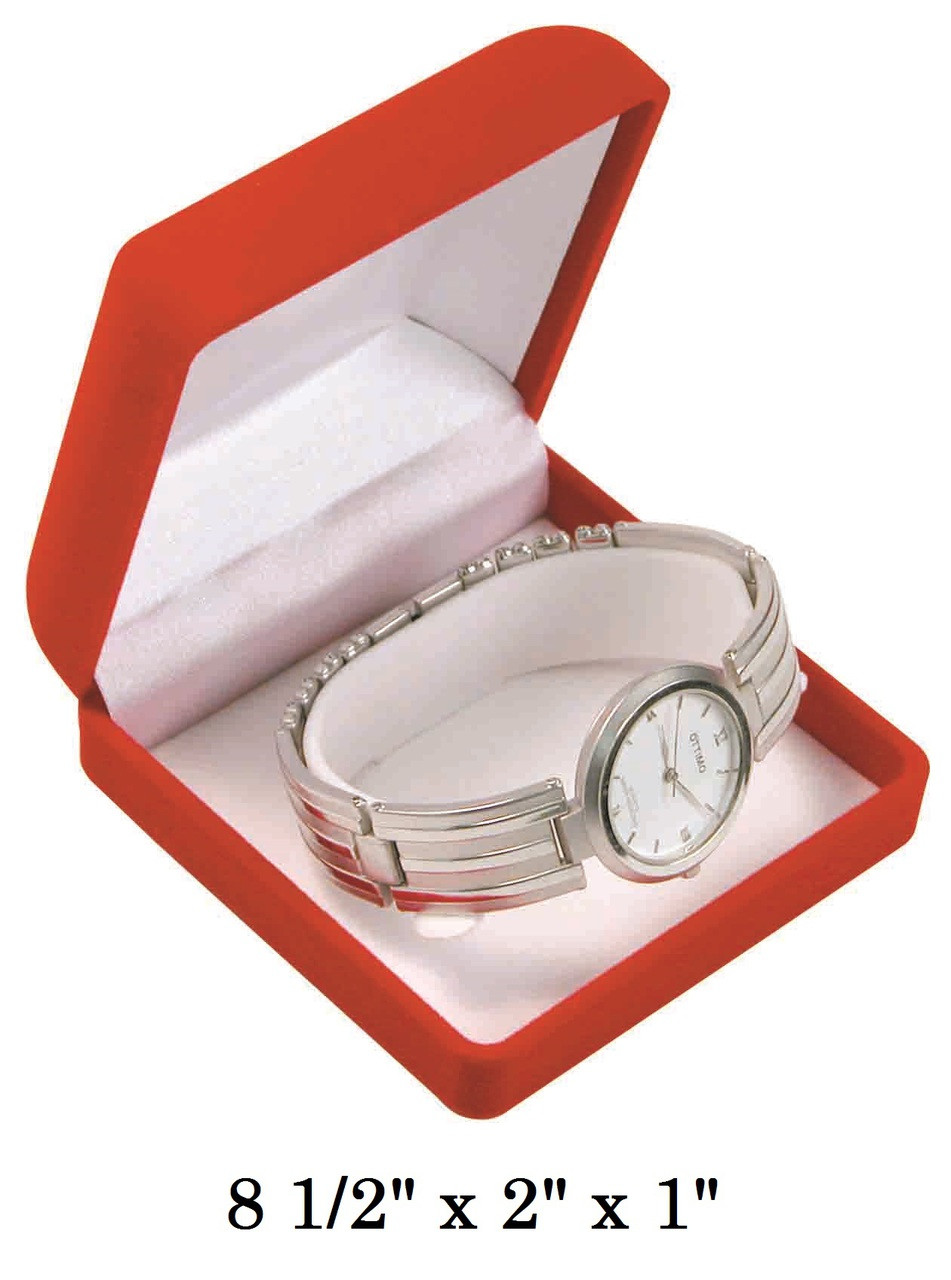 Soft Flocked Red Velour Bangle/Watch Gift Box - 888 Display USA, Inc.