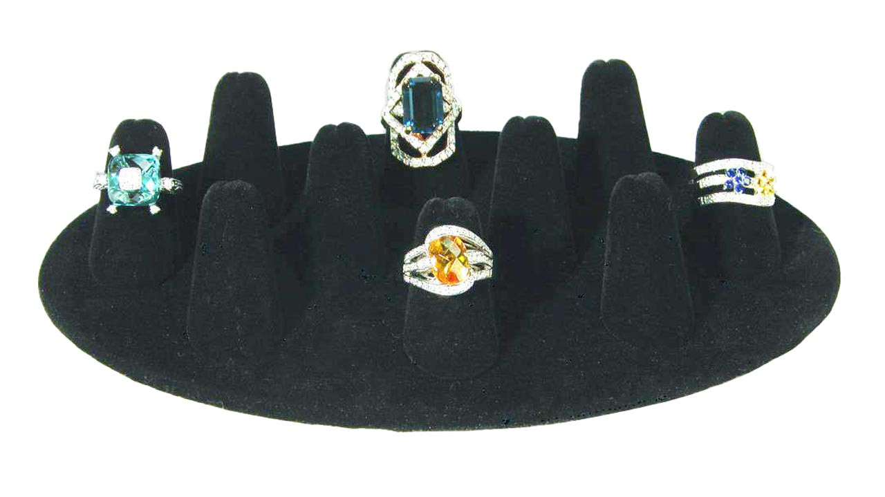 Black Velvet 10-Ring Display with Oval Base Jewelry Display - 888 ...