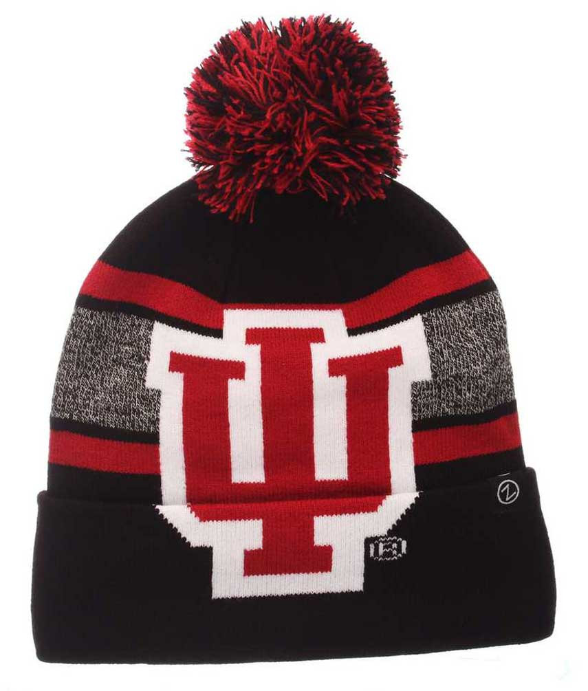 Zephyr Hats NCAA University of Indiana Mammoth "IU" Knit Beanie Hat Cap ...
