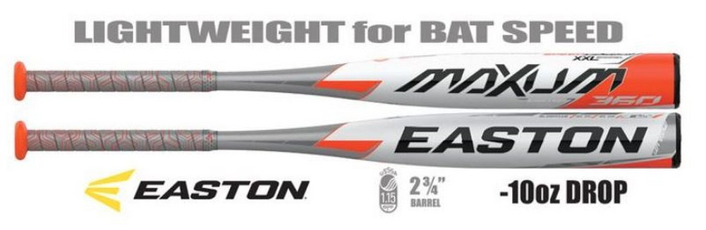 Easton Adult Senior League Baseball Bat MAXUM 360 USSSA 2 3/4 (-10 ...