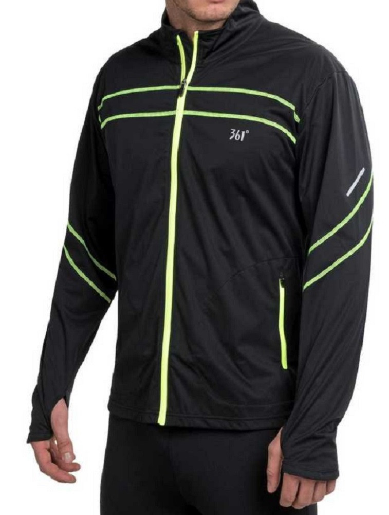 361 Degrees Men's Speed Jacket Reflective Striping Black/Safety Yellow ...
