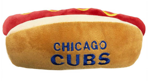 Pets First MLB Chicago Cubs Hot Dog Shaped Squeaker Plush Dog Toy ...