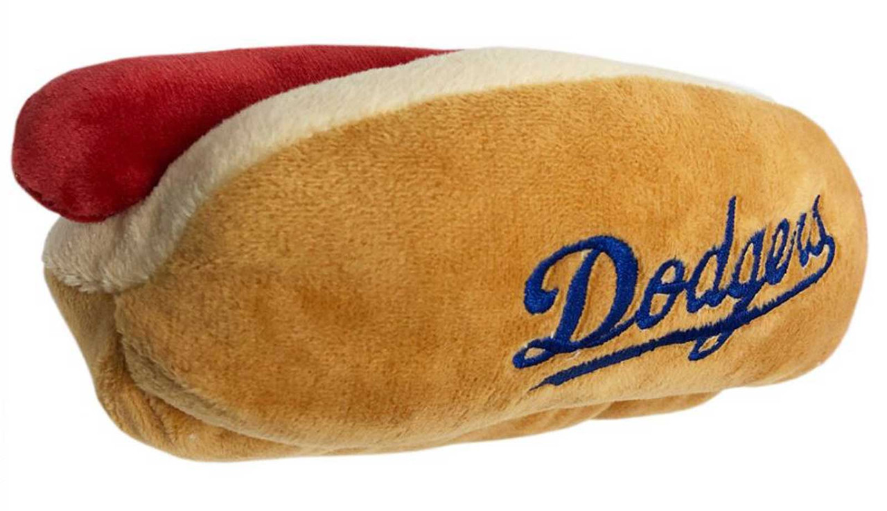Pets First Los Angeles Dodgers Hot Dog Shaped Squeaker Plush Dog Toy ...