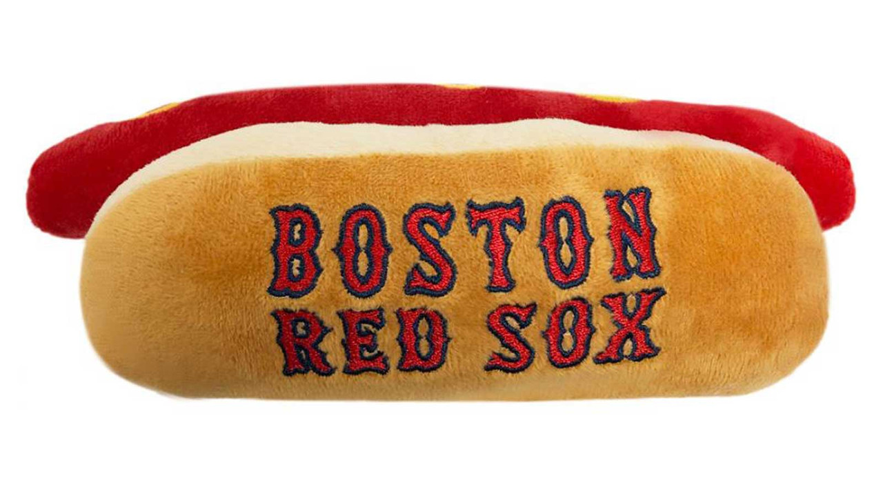 Pets First Boston Red Sox Hot Dog Shaped Squeaker Plush Dog Toy - Brown ...