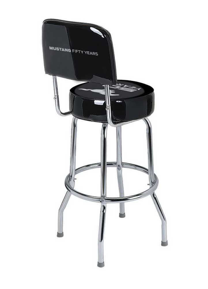 Genuine Ford Mustang Fifty Years Bar Stool w/ Backrest Black Set of 4 ...
