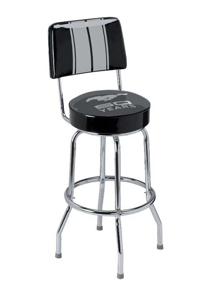Genuine Ford Parts Mustang Fifty Years Bar Stool w/ Backrest Black FRD ...
