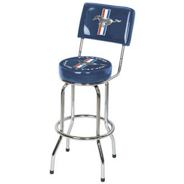 Ford Mustang Bar Stool w/Backrest Chrome Plated Steel Frame FRD-42201 ...