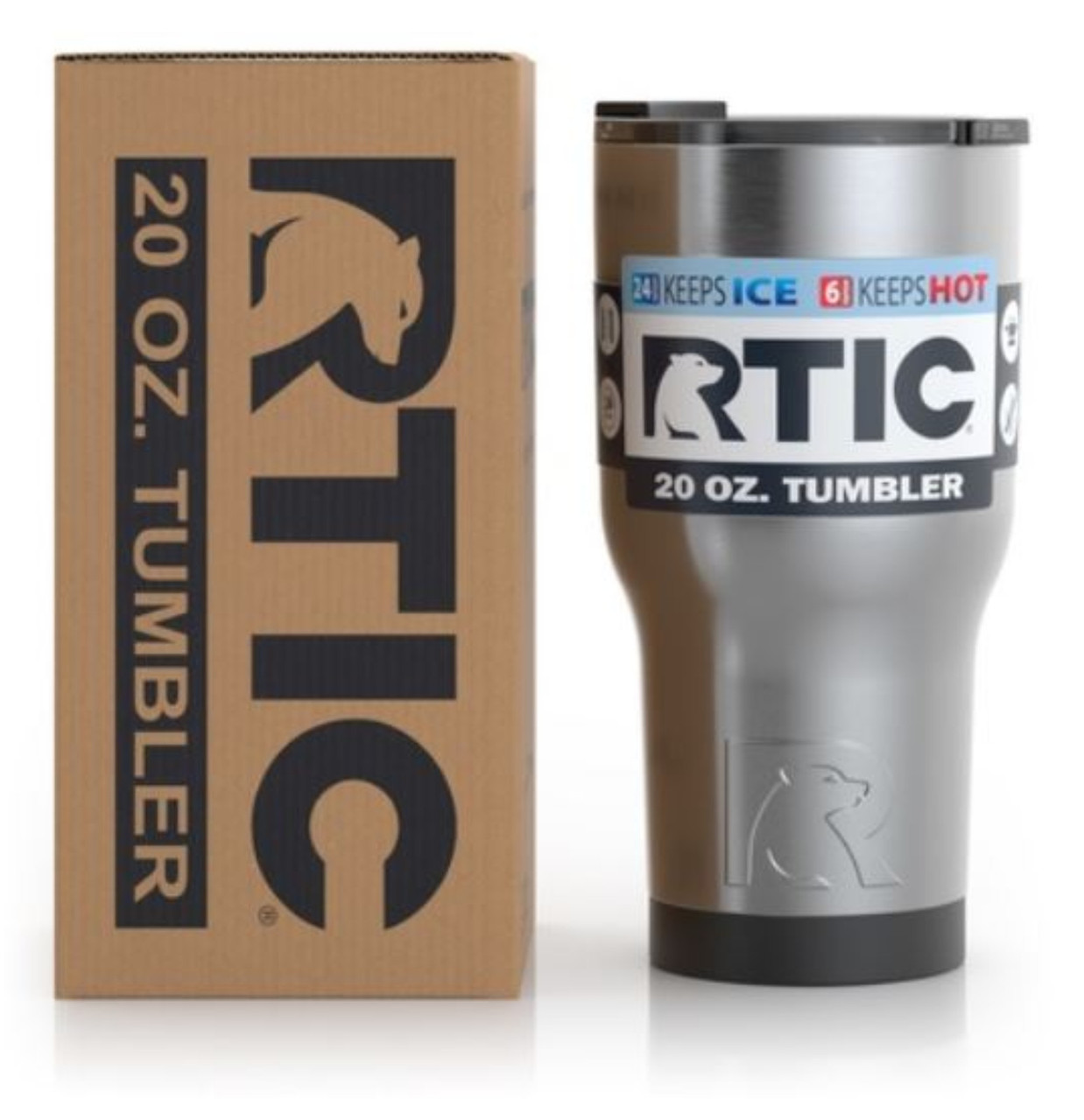 RTIC 20 oz. Thermal Tumbler Stainless Cup Coffee Mug Lid Cold or Hot ...