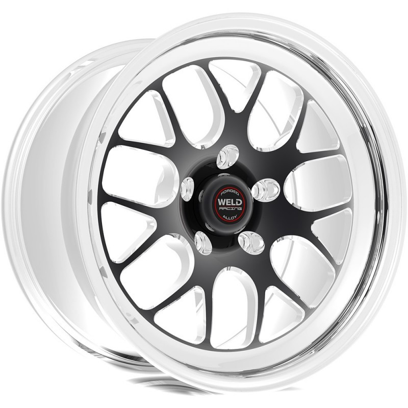 Weld Wheels - 18x12" RT-S S77 Black Rear Wheel - C7 Corvette w. Carbon ...