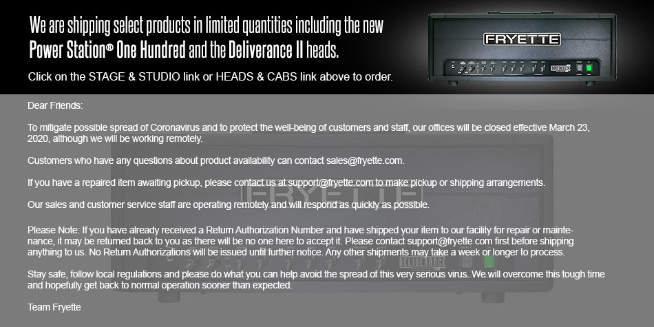 Electric Guitar Amplifier | Guitar Cabinet | Guitar Preamp - Fryette ...