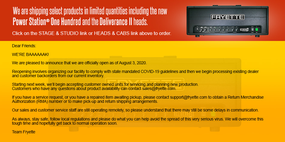 Electric Guitar Amplifier | Guitar Cabinet | Guitar Preamp - Fryette ...