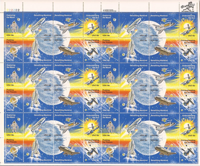 US Stamps - 1981 Space Achievement - 32 Stamp Sheet - Scott #1912-9