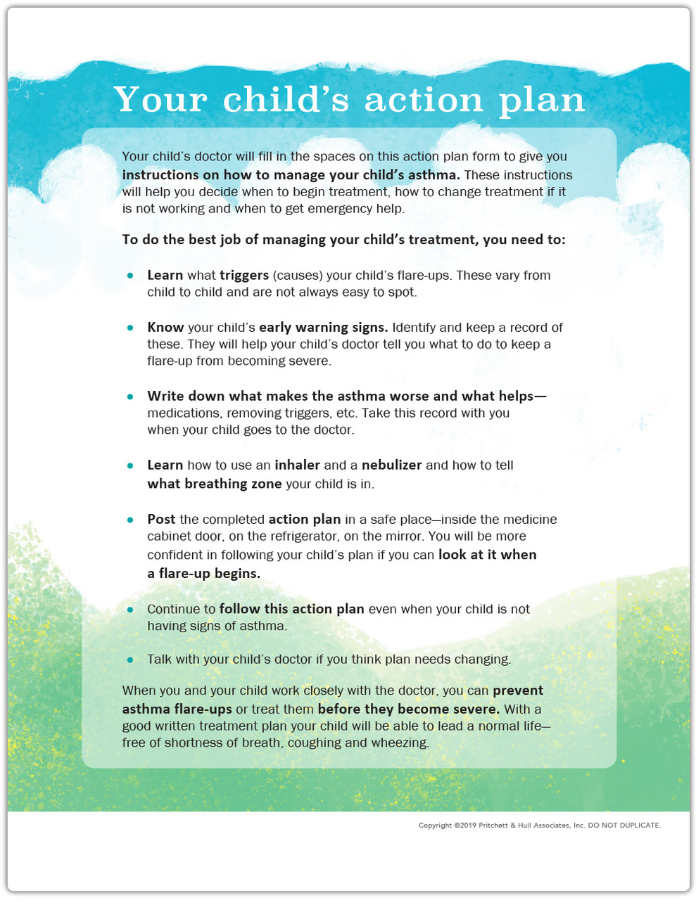 Ped Asthma Treatment Plan Tearpad 50 Sheets Per Pad Pritchett And Hull