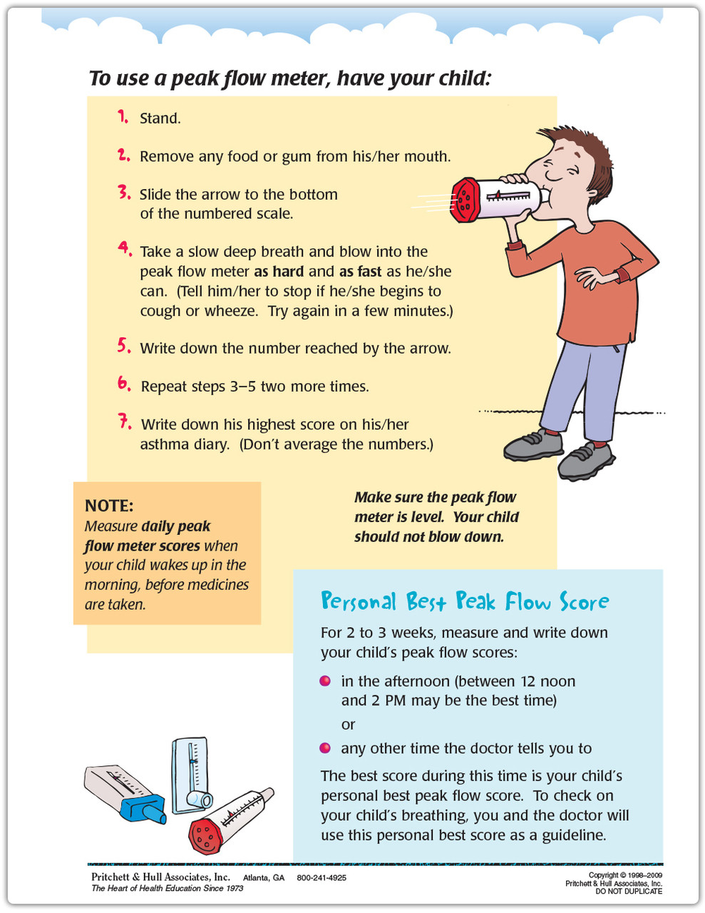 Ped Asthma Peak Flow Use Tearpad (50 sheets per pad) - Pritchett and Hull