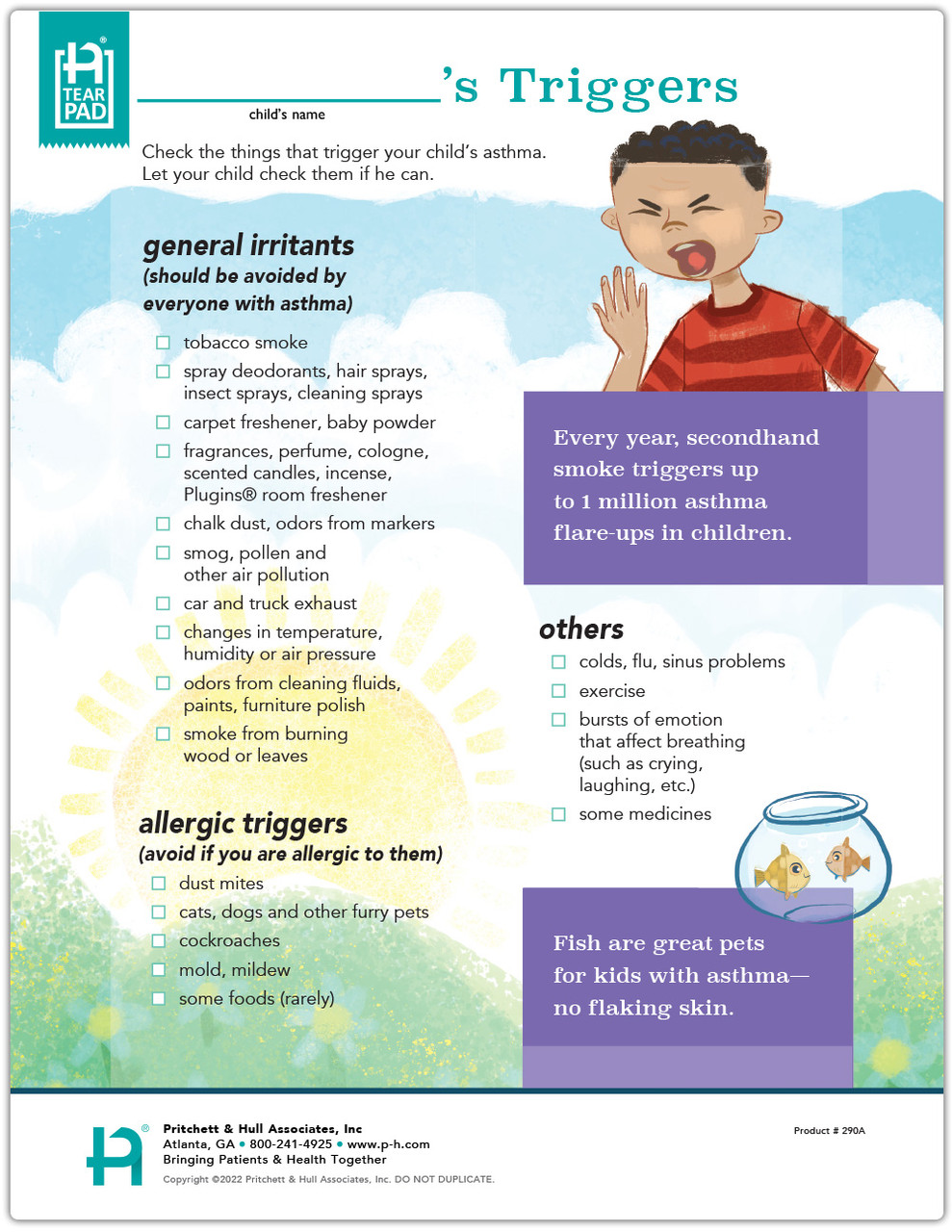 Ped Asthma Triggers Tearpad 50 Sheets Per Pad Pritchett And Hull