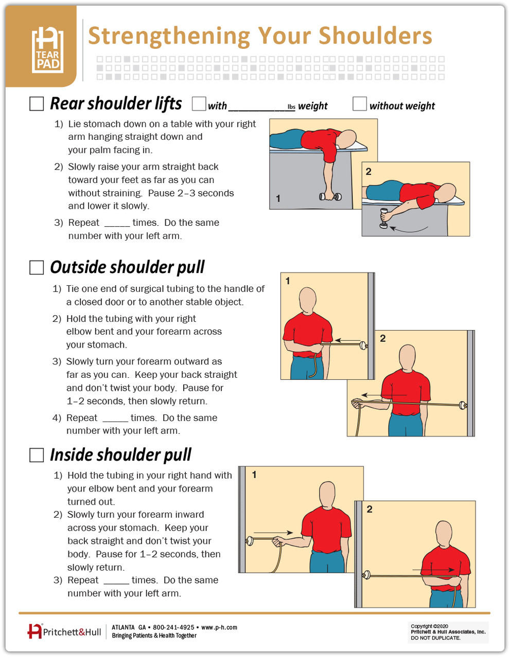 Shoulder Strengthening Tearpad 50 Sheets Per Pad Pritchett And Hull