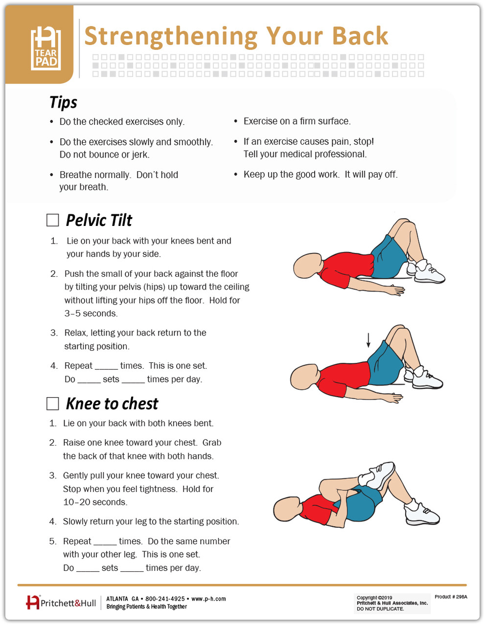 Back Strengthening Tearpad 50 Sheets Per Pad Pritchett And Hull