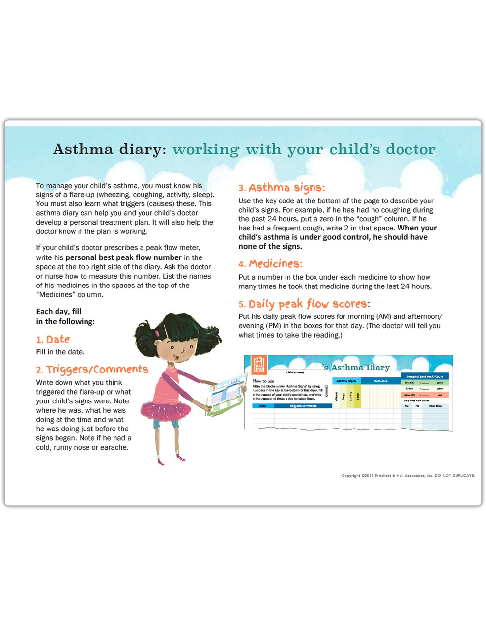 Ped Asthma Diary Tearpad (50 sheets per pad) - Pritchett and Hull