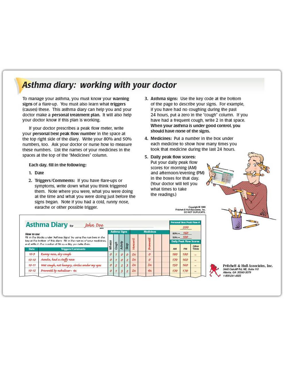 Asthma Diary Tearpad (50 sheets per pad) - Pritchett and Hull