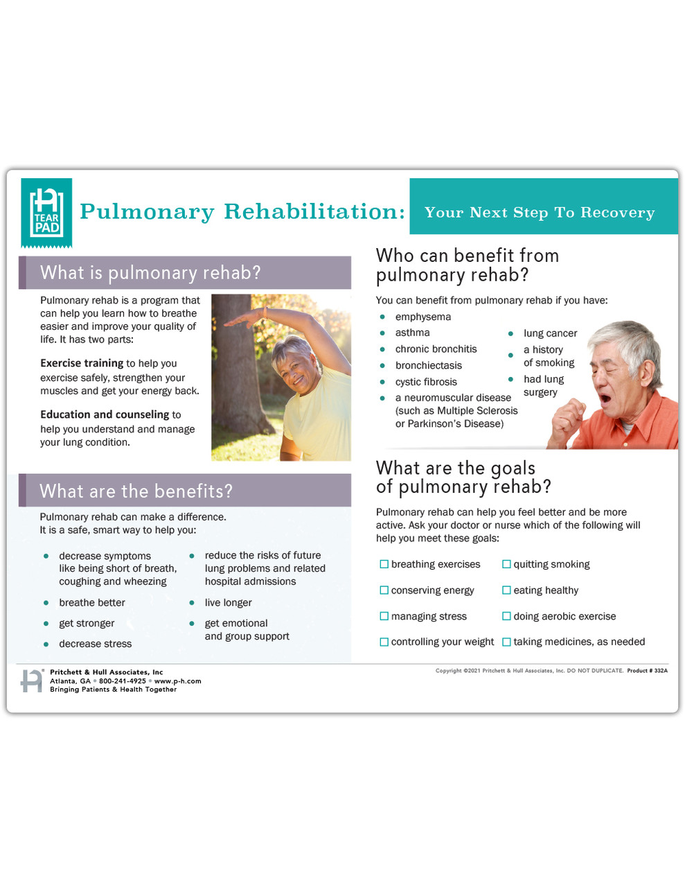 Pulmonary Rehab Tearpad 50 Sheets Per Pad Pritchett And Hull