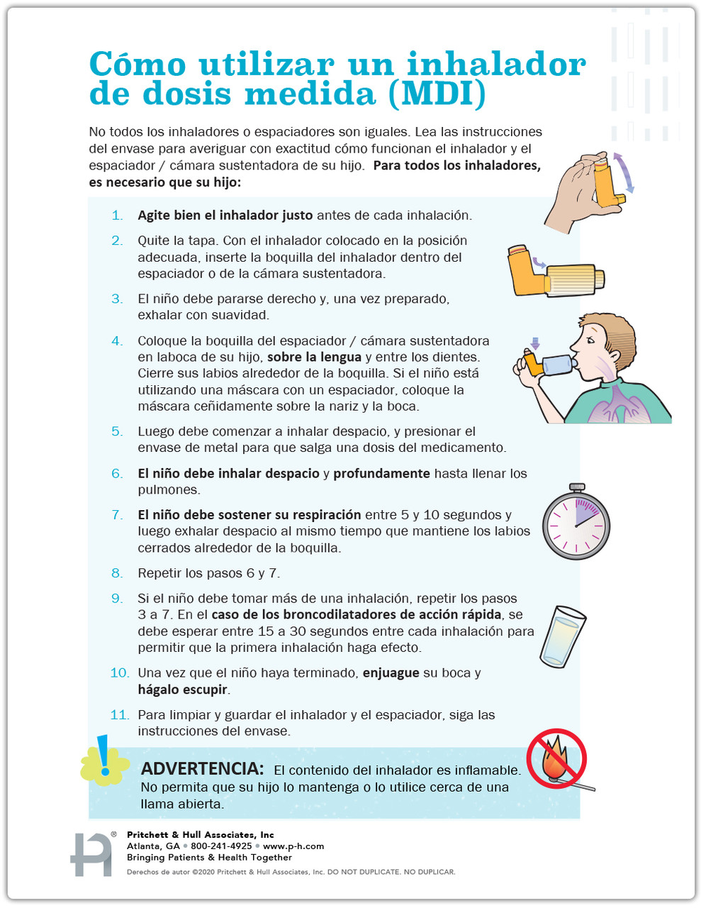 Spanish Pediatric Asthma MDI Use Tear Sheet - Pritchett and Hull