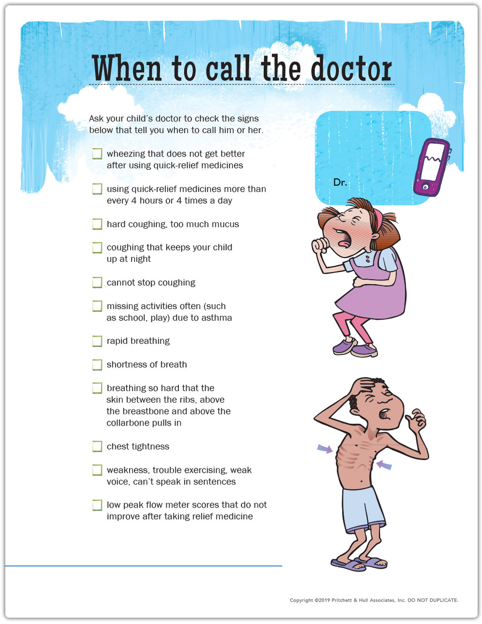 Pediatric Asthma Warning Signs Tear Sheet Pritchett And Hull