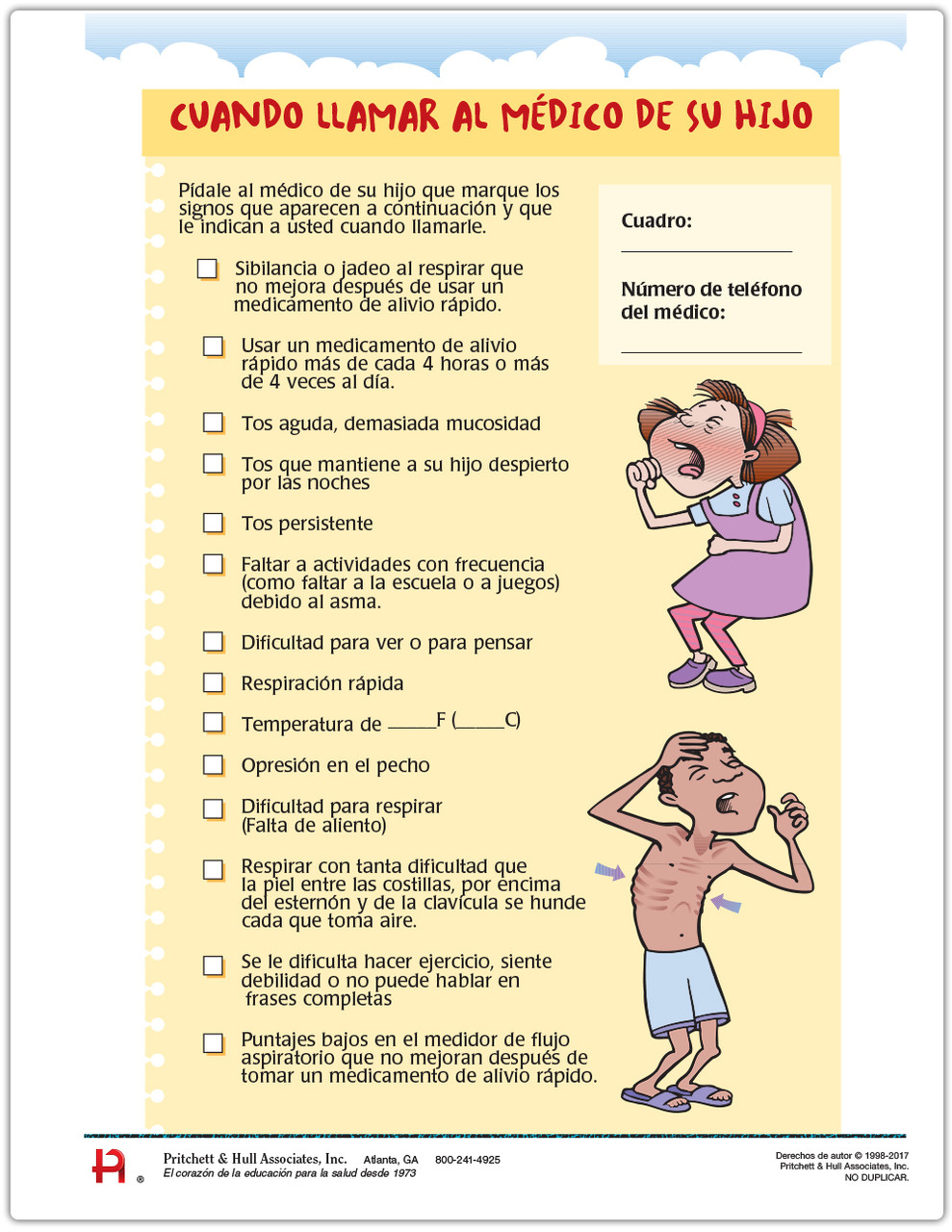 Spanish Pediatric Warning Signs Tear Sheet - Pritchett and Hull