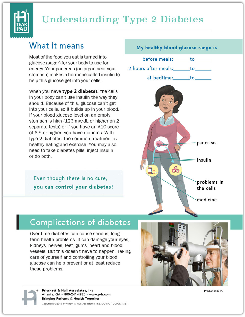 Understanding Type 2 Diabetes Tearpad 50 Sheets Per Pad Pritchett