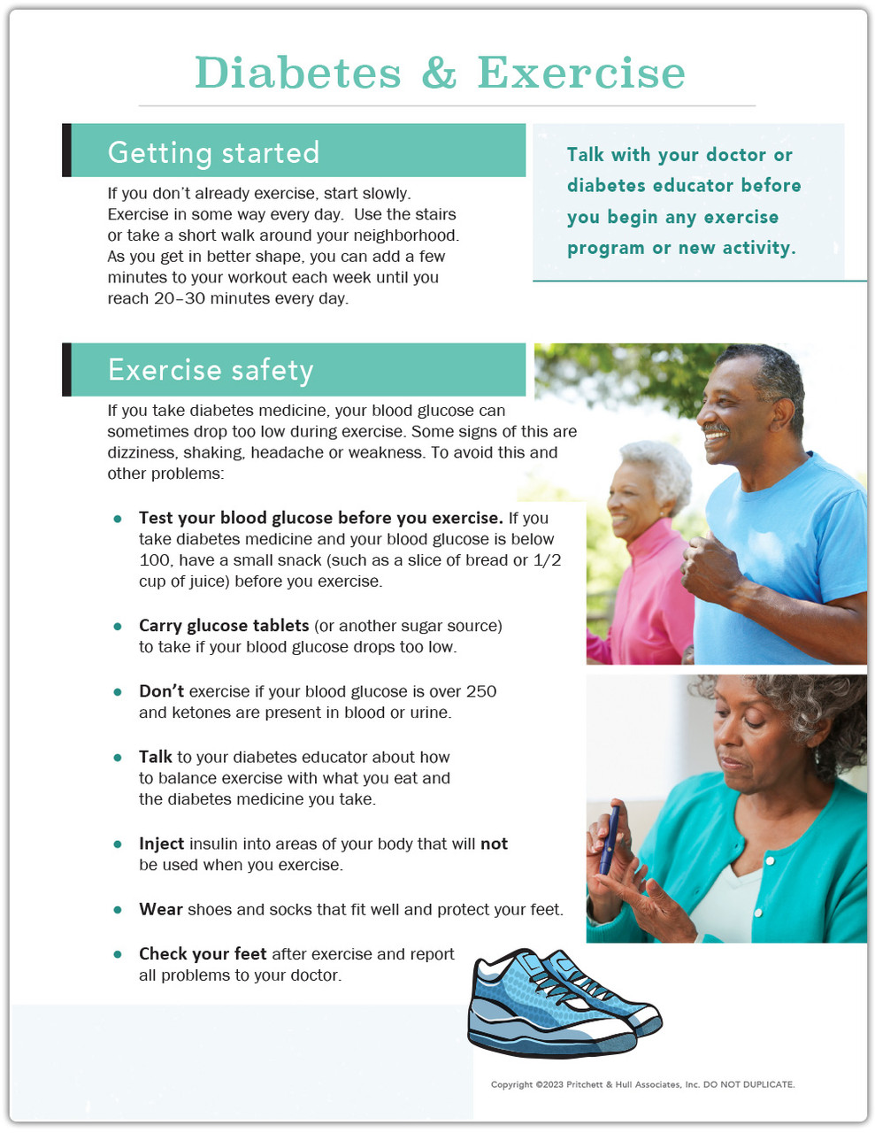 Diabetes And Exercise Tearpad 50 Sheets Per Pad Pritchett And Hull