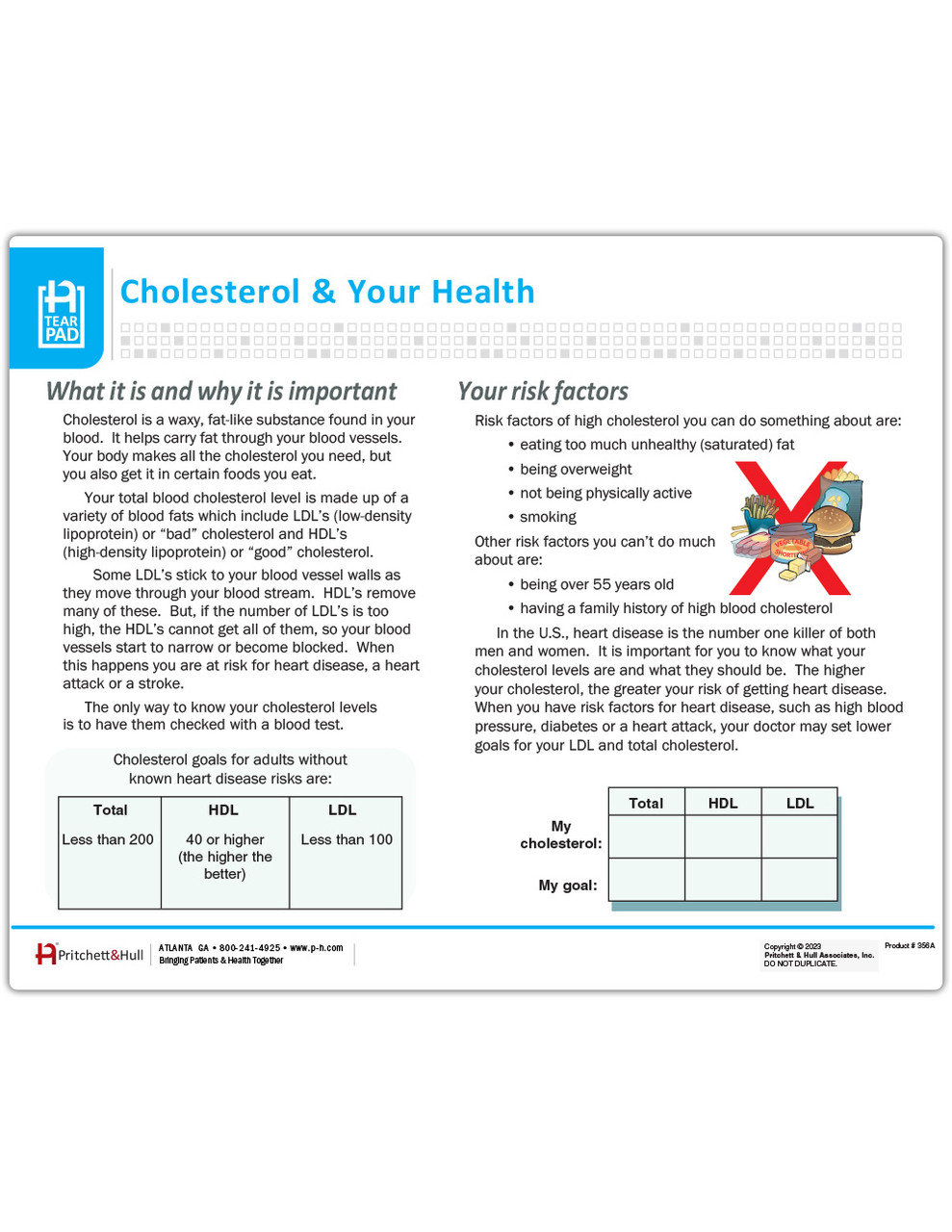 Cholesterol Tearpad 50 Sheets Per Pad Pritchett And Hull