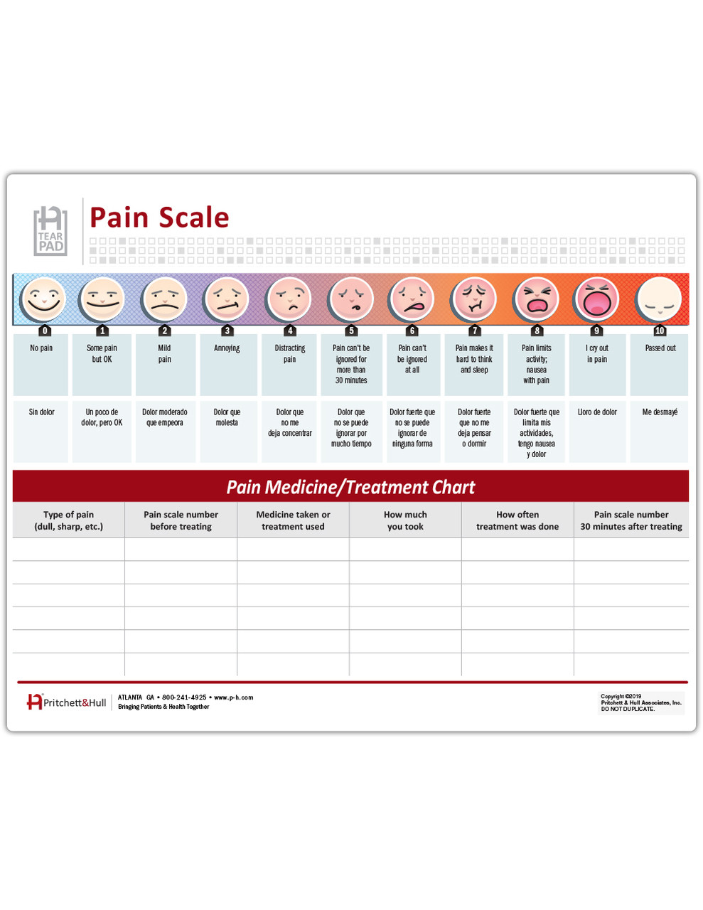 Pain Management Tearpad (50 sheets per pad) - Pritchett and Hull