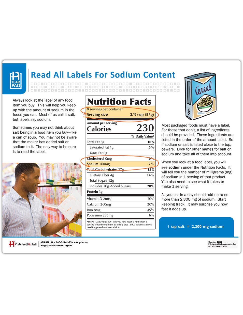 Sodium Use Tearpad 50 Sheets Per Pad Pritchett And Hull