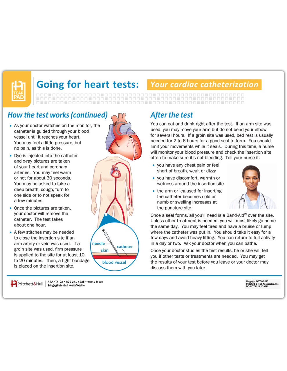 Your Cardiac Cath Tearpad 50 Sheets Per Pad Pritchett And Hull