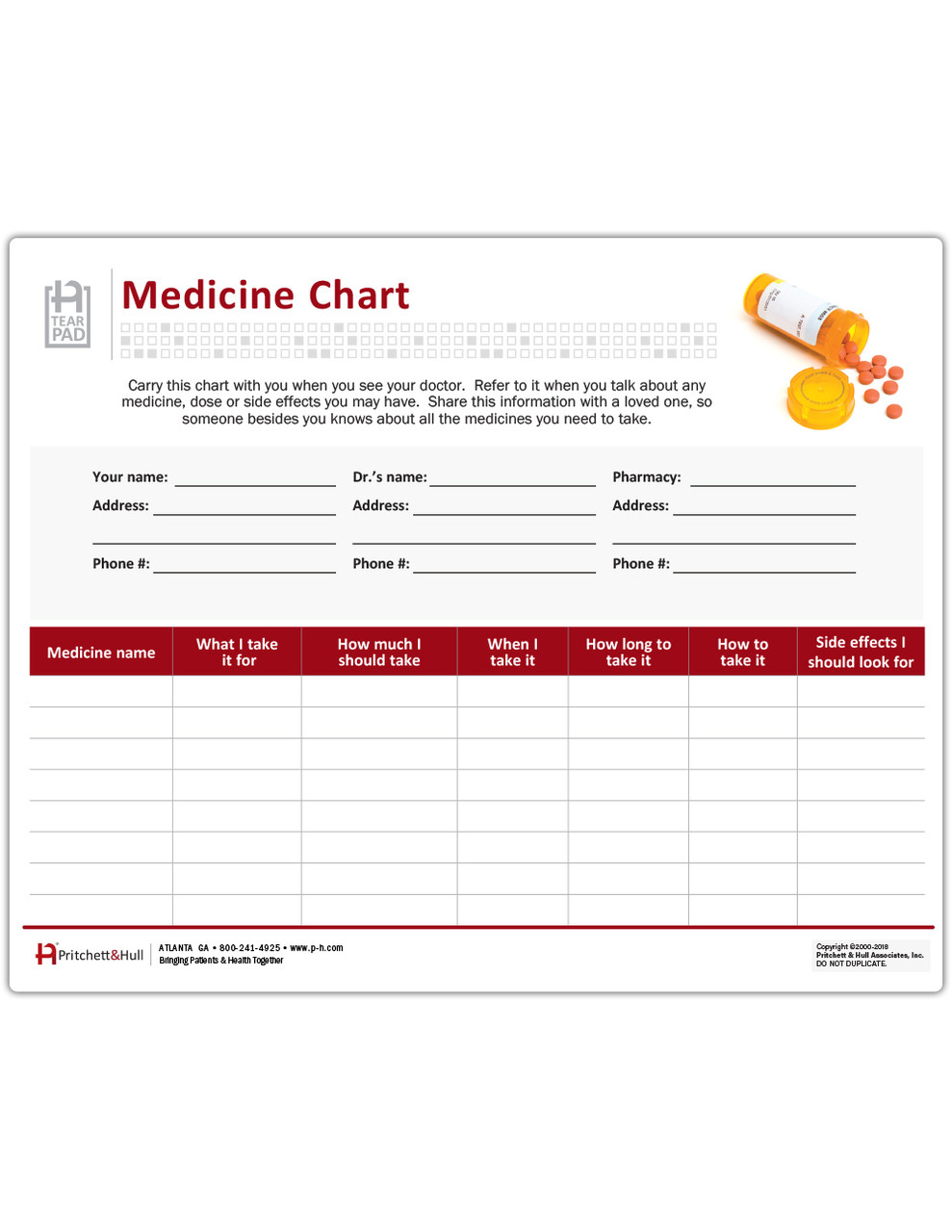 Taking Medicines For Hbp Tearpad 50 Sheets Per Pad Pritchett And Hull