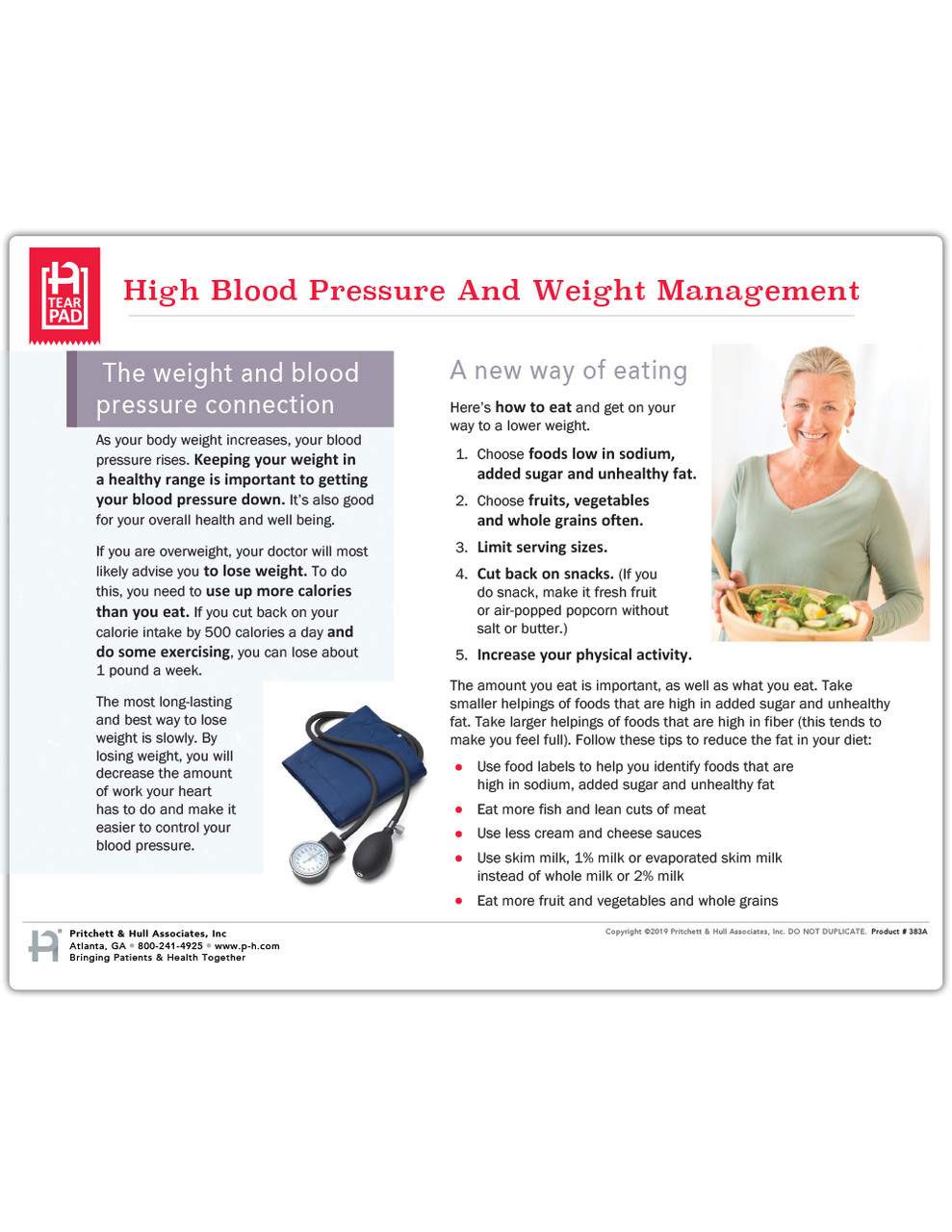 Hbp And Weight Mgmt Tearpad 50 Sheets Per Pad Pritchett And Hull