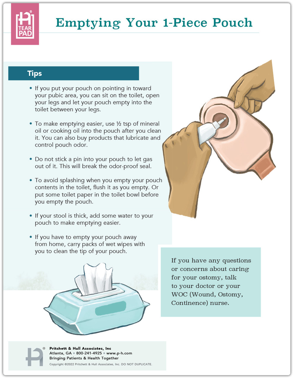 Emptying 1-piece Pouch Tearpad (50 sheets per pad) - Pritchett and Hull