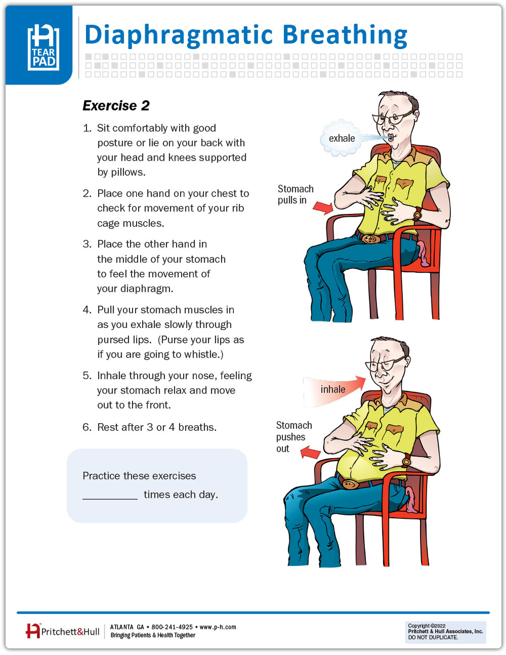 Diaphragmatic Breathing Tearpad 50 Sheets Per Pad Pritchett And Hull