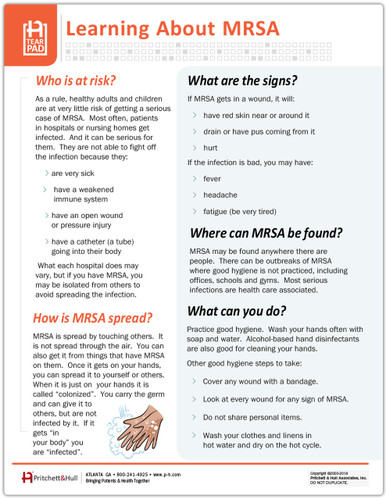 Learning About MRSA Tearpad - Pritchett and Hull