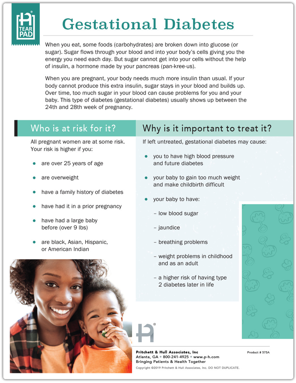 Gestational Diabetes Tearpad 50 Sheets Per Pad Pritchett And Hull