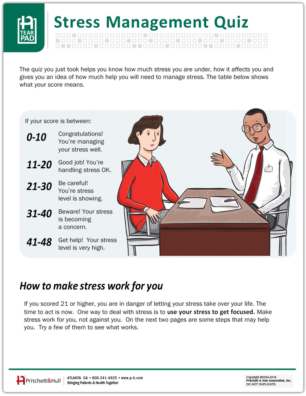 Stress Management Quiz Tearpad - Pritchett and Hull