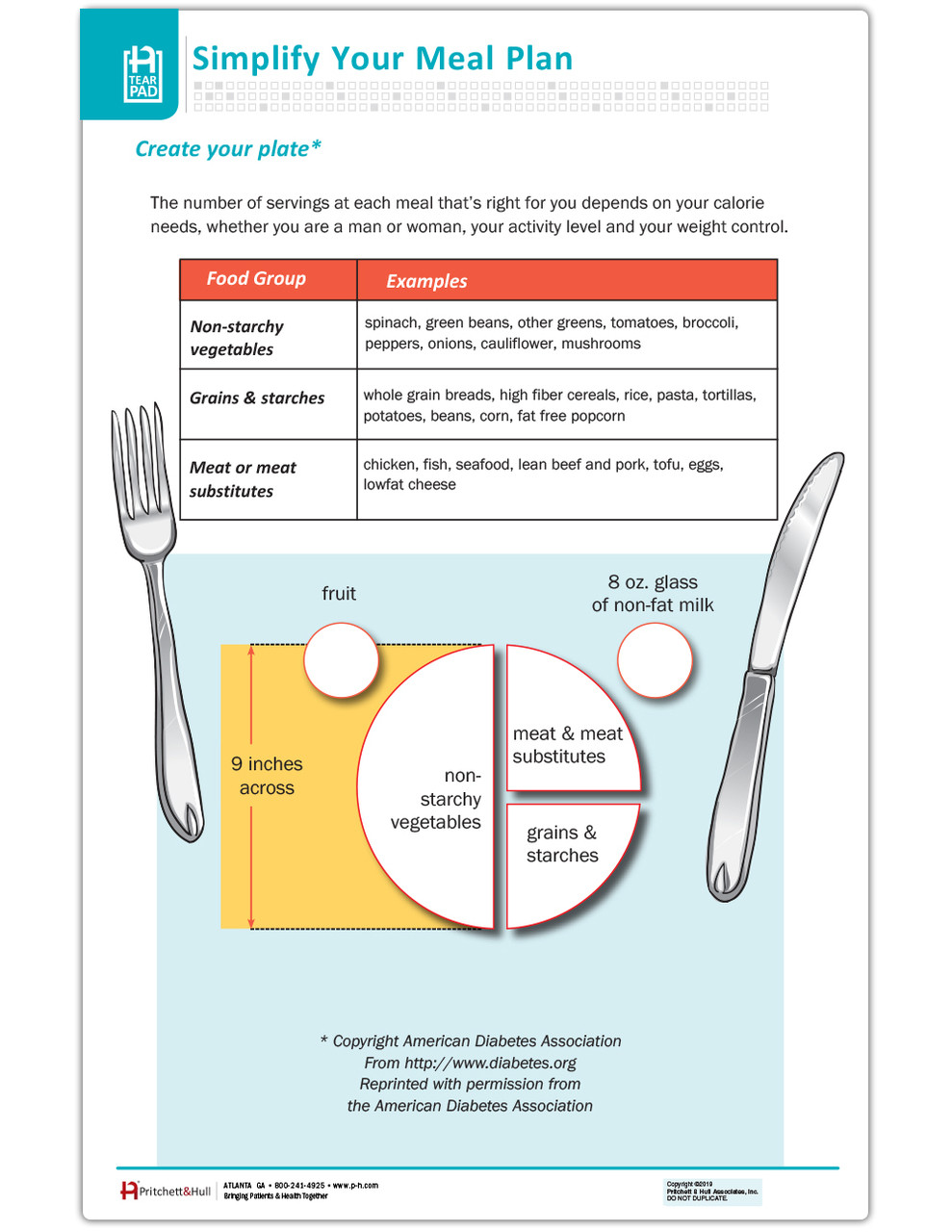 Diabetes And Food Large Print Tearpad 50 Sheets Per Pad Pritchett And