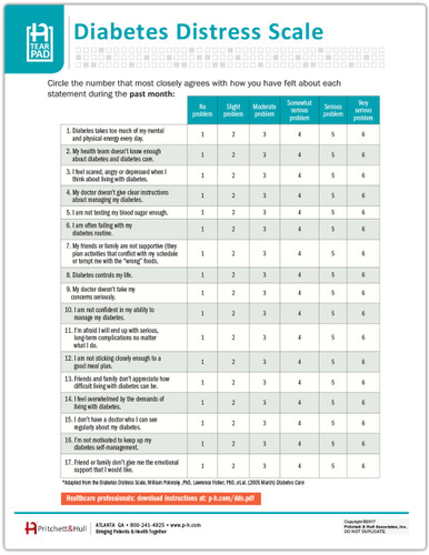 Diabetes Related Distress Tearpad (50 sheets per pad) - Pritchett and Hull